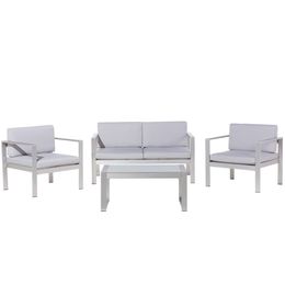 Beliani LOUNGE-SET 4-sitzer Aluminium Hellgrau Salerno