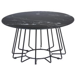 Beliani COUCHTISCH Marmor-Effekt schwarz 80cm Bernie
