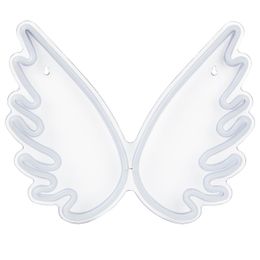 Beliani NEONLICHT LED Wanddeko wei&szlig; Engelsfl&uuml;gel 33 cm GABRIEL