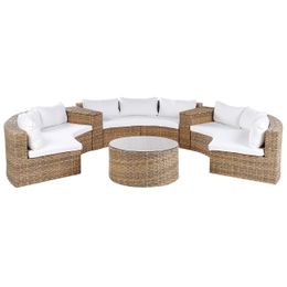 Beliani LOUNGE SET PE Rattan hellbraun Severo