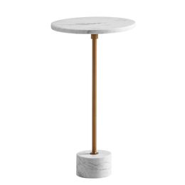 KADIMA DESIGN BEISTELLTISCH &ndash; Rund Echter Marmor Wei&szlig; Gold 30x30x55,5 cm