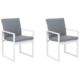 Beliani GARTENSTUHL 2er-Set Metall grau Pancole