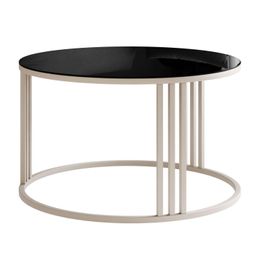 COUCHTISCH LORI GLASS auf kaschmirfarbenem Gestell Kaschmir / Glas Schwarz