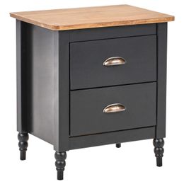 Beliani NACHTTISCH Schwarz/Gold/Heller Holzfarbton Shillington