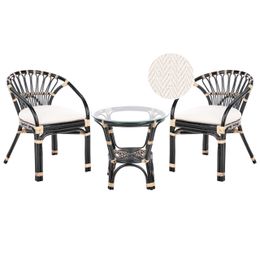 Beliani BISTRO-SET Schwarz/Heller Holzfarbton Pecorini