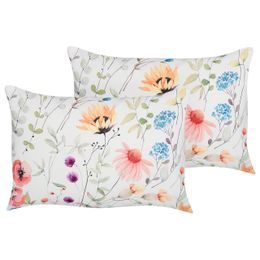 Beliani OUTDOOR-KISSEN 2er-Set Blumenmuster mehrfarbig 40/60 cm Monesi