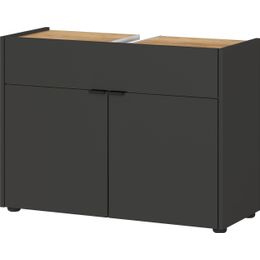 KADIMA DESIGN UNTERSCHRANK 80x34x60 cm sto&szlig;fest mit Siphonaussparung und Easy-Clean-Oberfl&auml;che, Grau-Beige 80x34x60 cm
