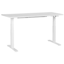 Beliani SCHREIBTISCH wei&szlig; 160/72 cm elektrisch h&ouml;henverstellbar Destin III