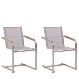 Beliani GARTENSTUHL 2er-Set Edelstahl beige Cosoleto