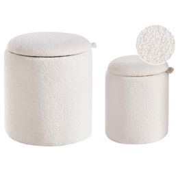 Beliani POUF 2er-Set Cremewei&szlig; Berea