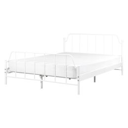 Beliani BETT mit Lattenrost 140x200 cm Wei&szlig; Mauressac