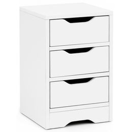 KADIMA DESIGN NACHTTISCH 3 Schubladen Modern Kratzfest Wasserabweisend, Wei&szlig; 31x31x49 cm