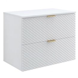 Badplaats WASCHBECKENUNTERSCHRANK Borneo 2 Schubladen Matt Wei&szlig; - 80 x 49 x 63 cm