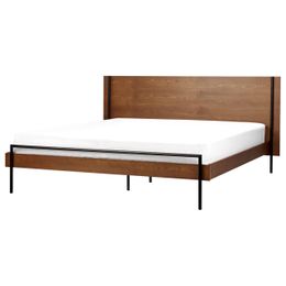 Beliani BETT mit Lattenrost 180x200 cm Dunkler Holzfarbton Libermont