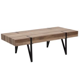 Beliani COUCHTISCH brauner Holzfarbton/schwarz rechteckig 60/110 cm Adena