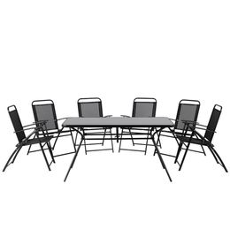 Beliani GARTENM&Ouml;BEL SET 6-Sitzer Stahl schwarz Livo