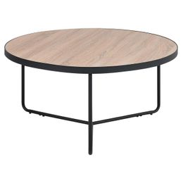 Beliani KAFFEETISCH heller Holzfarbton/schwarz 80 cm MELODY Melody
