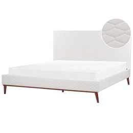Beliani POLSTERBETT mit Lattenrost 180x200 cm Wei&szlig; Bayonne
