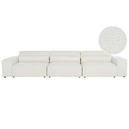 Beliani 3-SITZER-SOFA Boucl&eacute; cremewei&szlig; Hellnar
