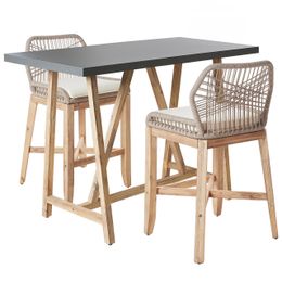 Beliani BISTRO-SET 2-Sitzer Heller Holzfarbton Talamone