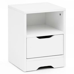 KADIMA DESIGN NACHTTISCH Modern Schublade Ablage Kratzfest ILM, Wei&szlig; 31x31x43 cm