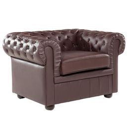 Beliani SESSEL Leder braun Chesterfield