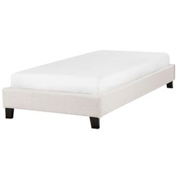 Beliani POLSTERBETT Beige-Dunkler Holzfarbton 90-200 cm Roanne