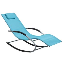 Beliani GARTENLIEGE Schaukelfunktion Blau Carano