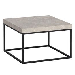 KADIMA DESIGN COUCHTISCH in Stein-Optik mit Metallbeinen im modernen Design, Beige 60x60x38 cm