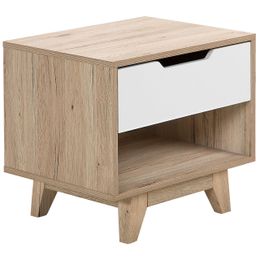 Beliani NACHTTISCH heller Holzfarbton/wei&szlig; Spencer