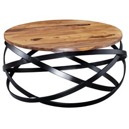 KADIMA DESIGN COUCHTISCH Industrial, Braun, Massives Holz und Metall, Modernes Design