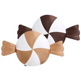 Beliani DEKOKISSEN 2er-Set Dunkelbraun 60/60 cm Whirl Candy