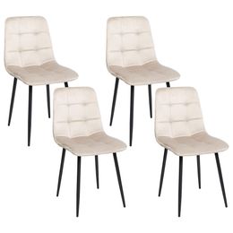 Beliani ESSZIMMERSTUHL 4er-Set Samtstoff Taupe Powell