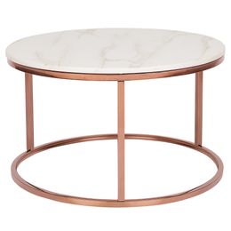 Beliani COUCHTISCH Marmor Optik beige/kupfer 70 cm Coral
