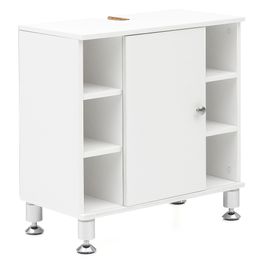 KADIMA DESIGN WASCHBECKENUNTERSCHRANK Wei&szlig; mit Chromdetails und justierbaren F&uuml;&szlig;en