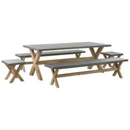 Beliani GARTENM&Ouml;BEL SET 8-Sitzer Faserzement grau 5-teilig Olbia