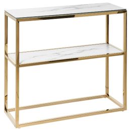 Beliani KONSOLENTISCH Marmor Optik wei&szlig;/gold Azusa