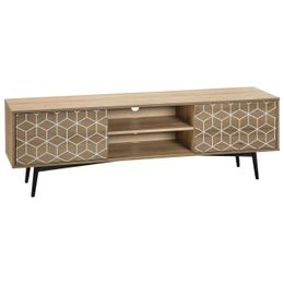 Beliani TV-M&Ouml;BEL Hellbraun, Wei&szlig; TORVI 40/160/50 cm