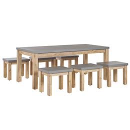 Beliani GARTENM&Ouml;BEL-SET 6-Sitzer Beton/Akazienholz grau Ostuni