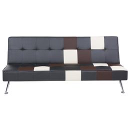 Beliani 3-SITZER-SCHLAFSOFA Kunstleder Schwarz Olsker