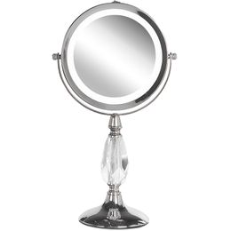 Beliani KOSMETIKSPIEGEL silber mit LED-Beleuchtung 18 cm Maury