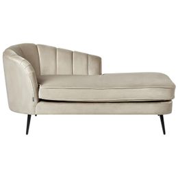 Beliani CHAISELONGUE Samtstoff beige linksseitig Allier
