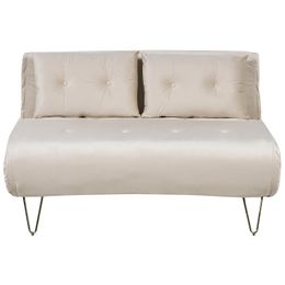 Beliani 2-SITZER-SCHLAFSOFA Samtstoff beige Vestfold