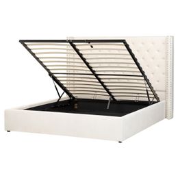 Beliani POLSTERBETT 160/200cm Cremewei&szlig; Lubbon