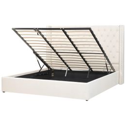 Beliani POLSTERBETT 180/200cm Cremewei&szlig; Lubbon