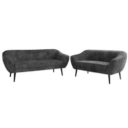 SITZGARNITUR PIRS 3+2 - Grau Cord - Schwarze Beine