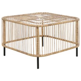 Beliani GARTEN-BEISTELLTISCH Rattan nat&uuml;rlich quadratisch 67/67 cm Cesenatico