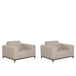 Beliani GARTENSESSEL 2er-SET beige/schwarzes Gestell Rovigo