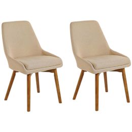 Beliani ESSZIMMERSTUHL 2er-Set Polsterbezug Beige Melfort