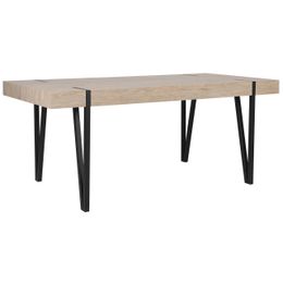 Beliani ESSTISCH 180/90/75 cm Hellbraun, Schwarz Rechteckig Adena